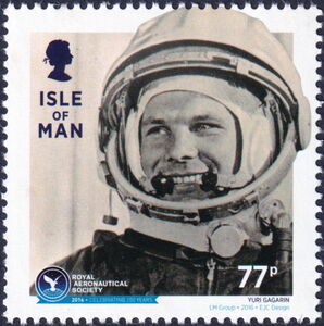 Stamp: Yuri Gagarin (Isle of Man(Royal Aeronautical Society 150th ...