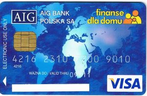 Bank Card: World Map (Aig Bank Polska, PolandCol:PL-VI-0054.01