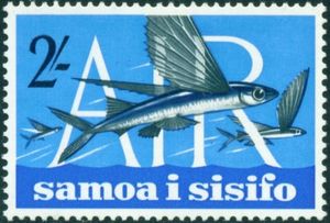 Stamp: Flying Fish (Cypselurus sp.) (Samoa(Air Post Stamps) Mi:WS 136 ...