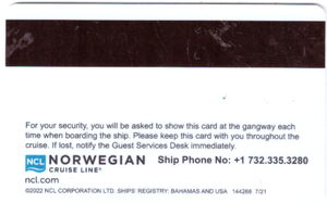 כרטיס מפתח לחדר המלון: Norwegian Encore (Norwegian Cruise Line NCL ...