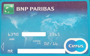 Bank Card: Map (BNP Paribas, FranceCol:FR-CR-0002.03 💳