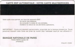 Bank Card: BNP Automatique (Banque Nationale De Paris, FranceCol:FR-GM ...