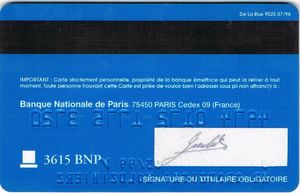 Bank Card: Bnp Cb (Banque Nationale De Paris, FranceCol:FR-VI-0021.01 💳