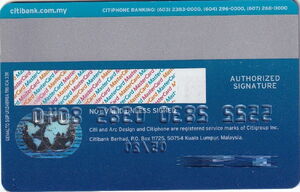 Bank Card: MasterCard World (Citibank, MalaysiaCol:MY-MC-0007
