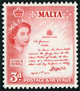 Stamp: King's Scroll (Malta(Definitives 1956-1964: Queen Elizabeth II ...