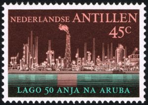 Stamp: Lago Refinery at Night (Netherlands Antilles(50th Anniversary of ...