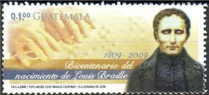 Stamp: Louis Braille and reading Hands (Guatemala(Luois Braille, birth ...