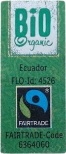 Fruit Sticker: Fairtrade Bio Organic FLO-Id: 4526 (EcuadorCol:EC-FR-02686 🍎