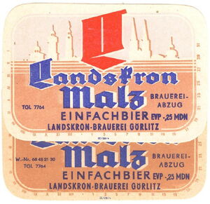 Drink Label: Landskron Malz (VEB Landskron Brauerei Görlitz, Germany ...