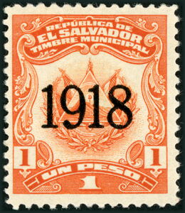 Stamp: Definitive with overprints (El Salvador: Revenue Stamps(Timbre ...