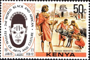Stamp: Maasai Manyatta (village), Kenya (Kenya(Second Festival of Black ...