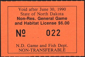Timbre: Non-Res. General Game and Habitat License (Dakota du Nord (ND ...