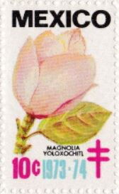 切手: Magnolia Yoloxochitl (メキシコ:シンデレラ切手(Anti-TBC 1973: Mexican Flowers ...