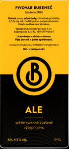 Drink Label: Ale světlé výčepní pivo (Bubenečský minipivovar, Czech ...
