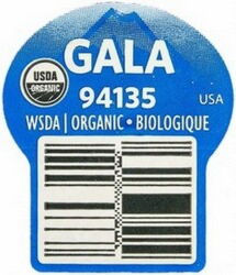 Fruit Sticker: Gala USDA Organic 94135 (United States of AmericaCol:US ...