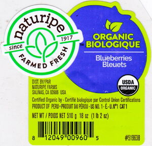 Food Label: Naturipe Organic Biologique Blueberries Bleuets (Naturipe ...