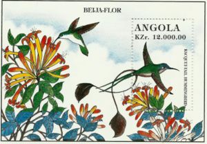 Stamp: Racquet-tail Hummingbird (Ocreatus underwoodii) (Angola ...