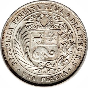 Moneda: 1 Peseta (With Dot after B) (Perú(1879~1880 - Monedas ...