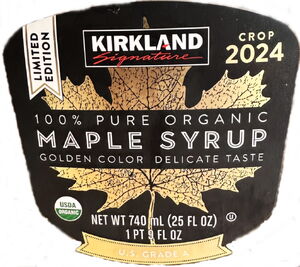 Food Label: Kirkland Signature Organic Maple Syrup (Costco Wholesale ...