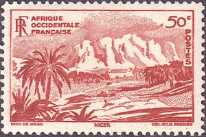 Timbre: Oasis of Bilma, Niger (Afrique Occidentale Française (AOF ...