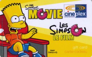 Gift Card: Bart Simpson (Cineplex, Canada) (Movies) Col:Ca-CIN-048-VL6772