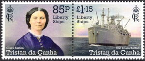 Stamp: Clara Barton and USS Clara Barton (Tristan da Cunha(Visit of US ...