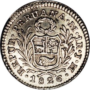 Coin: 1 Real (Lima Mint) (Peru(1825~1858 - Republic (Escudos/Reales ...