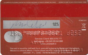 Bank Card: Unicredit Card (UniCredit Banca, ItalyCol:IT-MC-0179 💳