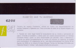 Gift Card: Accesorios (Falabella, Chile(Cinta Verde) Col:CL-F-029 💳