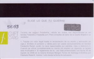 Tarjeta Regalo: Calzado Mujer (Falabella, Chile(Cinta Verde) Col:CL-F-030 💳