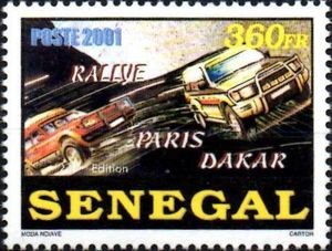 Stamp: Four-wheel Drive Race Cars (Senegal(24th Paris-Dakar Rally) Mi ...