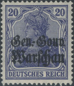 Stamp: Overprint Over Reich Stamp (Poland, German Occupation In WWI ...