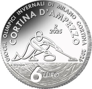 Pièce de monnaie: 6 Euro (Curling, Cortina) (Italie(2025 - Milano ...