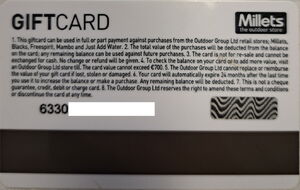 Gift Card: Millets the Outdoor Store (Millets, Ireland(Millets) Col:IE ...