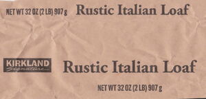 Food Label: Kirkland Signature Rustic Italian Loaf (Costco Wholesale ...
