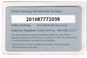 Tarjeta de Banco: BARCLAYS - Membership card (Barclays Bank, Reino ...