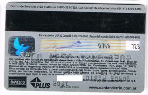 Bank Card: Platinum (Banco Santander Rio, ArgentinaCol:AR-VI-0070.01