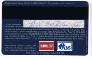 Bank Card: Rio Cash (Banco Rio, ArgentinaCol:AR-VE-0023