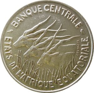 주화: 100 CFA Francs (double thick) (프랑스령 적도 아프리카(1961~1973 - Circulation ...
