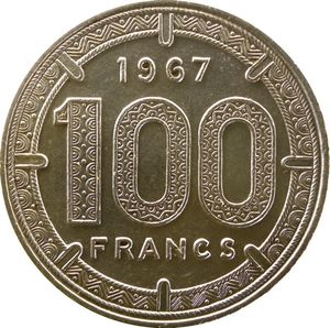 Coin: 100 CFA Francs (double thick) (Equatorial African States(1961 ...