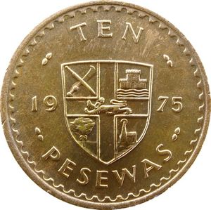 Coin: 10 Pesewas (Ghana(1967~2007 - Second Cedi) Col:GH-000014,WCC:km16 🪙