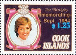 Stamp: Overprinted (Cook Islands(Birth of Prince Henry) Mi:CK 1018,Sn ...