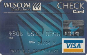 Bank Card: Check Card (Wescom Credit Union, United States of AmericaCol ...
