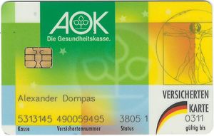 Functional Card: AOK - Versicherten Karte (Insurance, Germany, Federal ...