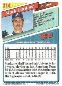 Sports Card: #314 Mark Gardner (1993) (Baseball, North America(1993 ...