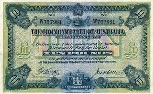 Banknote: 10 Pounds (Australia(1913-1918 ND Issue) Wor:P-6b