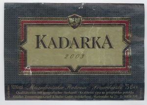 Drink Label: Kadarka (Zimmermann Graeff & Muller, GmbH, Germany ...