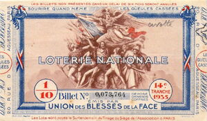 Lottery Ticket: 14e Tranche 1935, Union des Blesses de la Face (Loterie ...