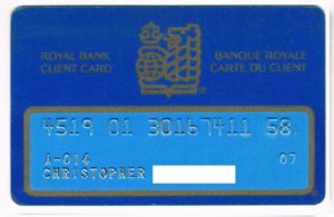 Bank Card: ROYAL BANK Client Card (Royal Bank of Canada, CanadaCol:CA ...