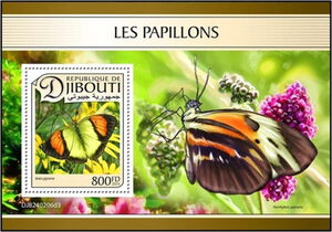 Stamp: Yellow Orange Tip (Ixias pyrene) (Djibouti(Butterflies (2024.1 ...